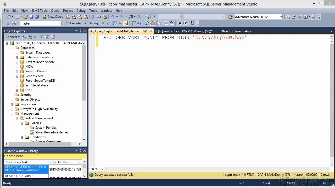 Microsoft SQL Server 70-462 Tutorial | Testing Backups