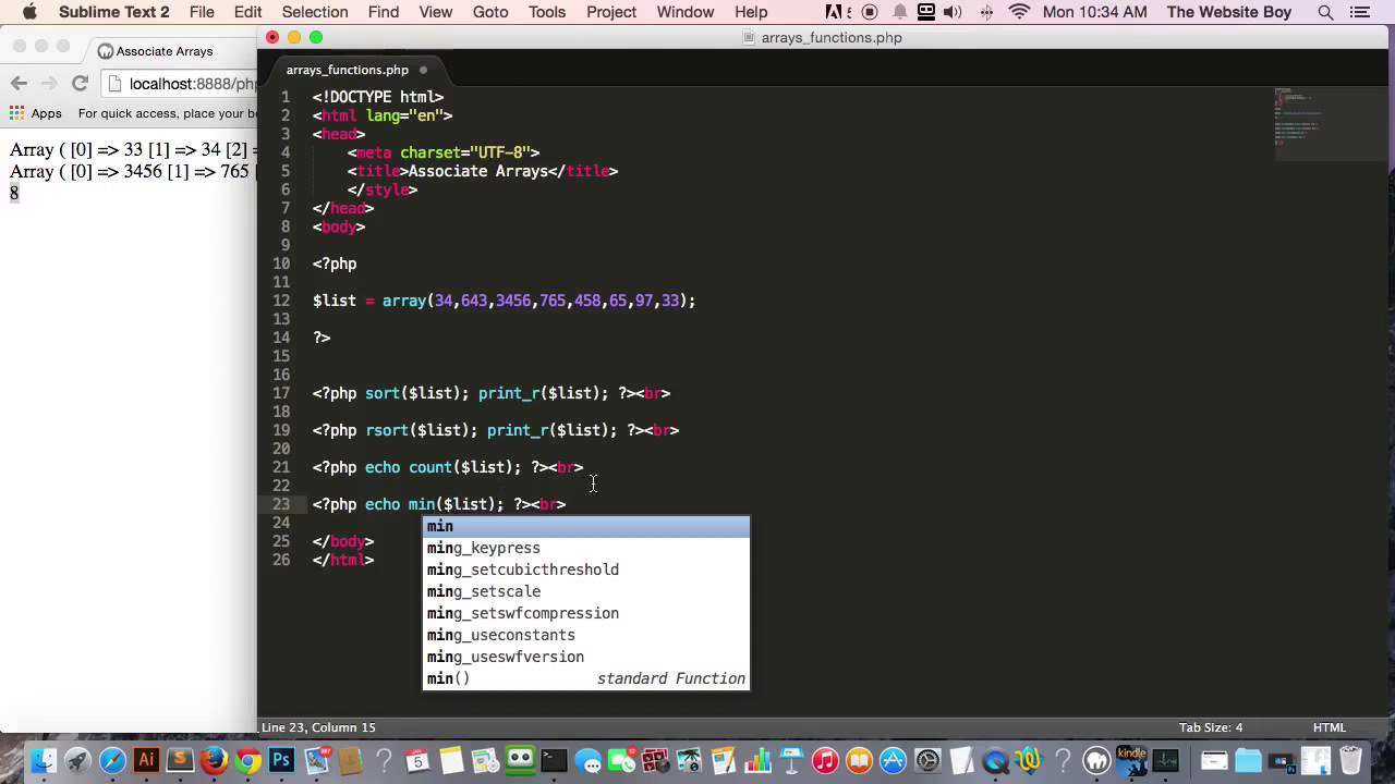 PHP Tutorial for beginners #16  Learning to use ARRAY FUNCTIONS in PHP