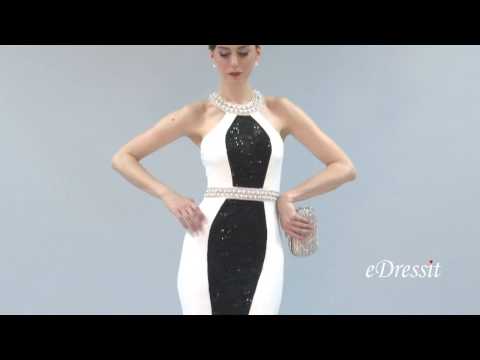 Stylish Beaded Halter Neck Evening Gown Formal Dress