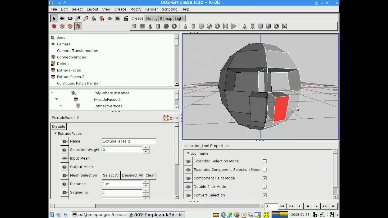 K-3D Tutorial - Simple Face and Head 3D modeling - Part 1 of 2