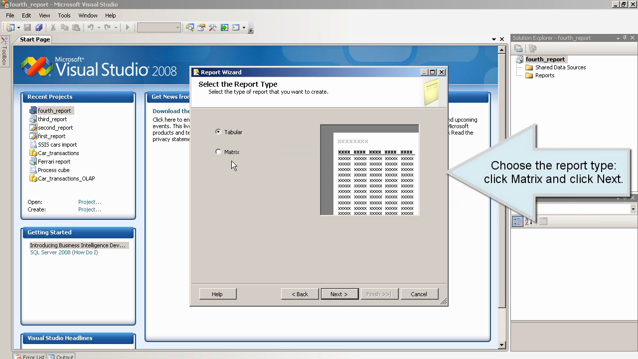 Reporting Services Tutorial, SSRS Introduction - Chart and Matrix(Lesson 4)
