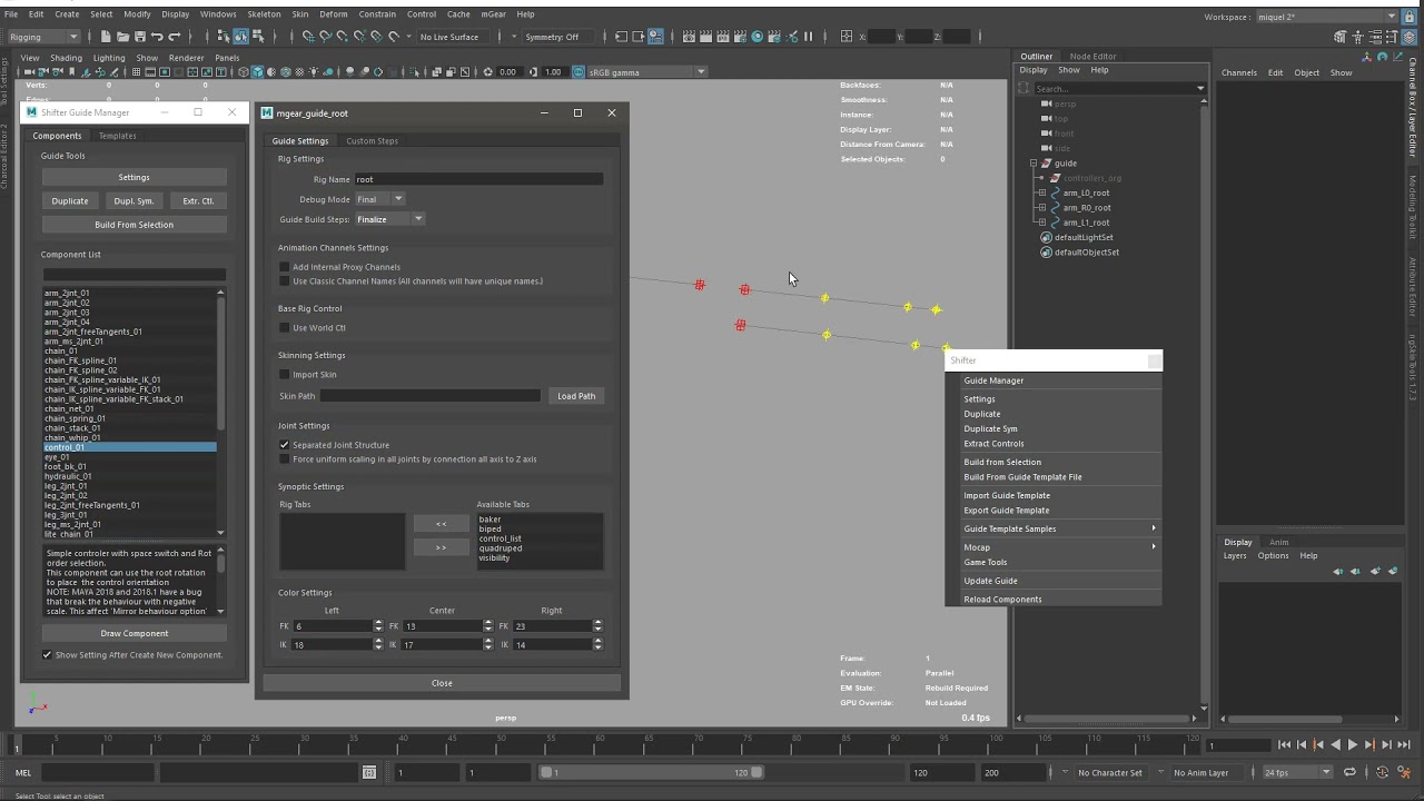 mGear Basics: 06 guide main settings