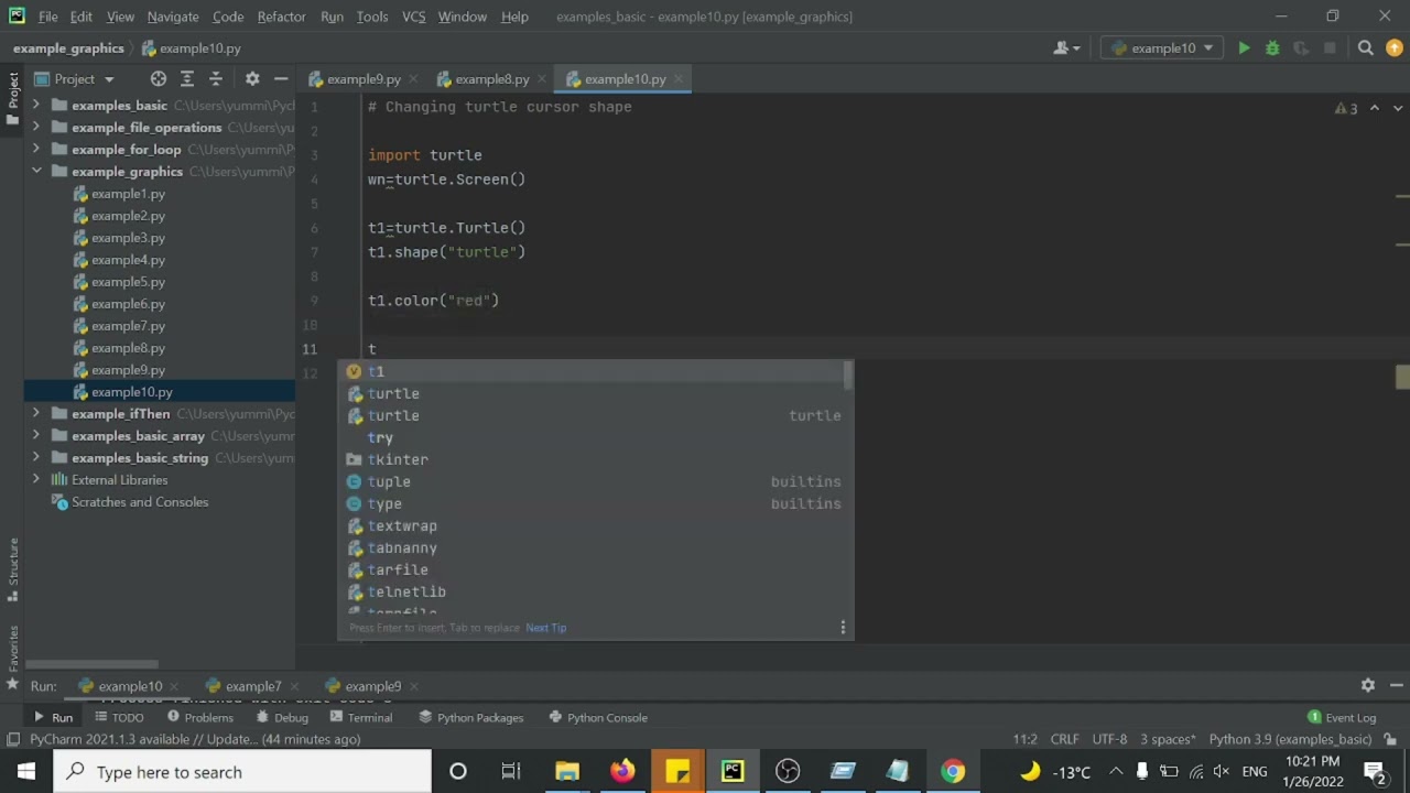 Turtle + cursor shape in python ! example 70