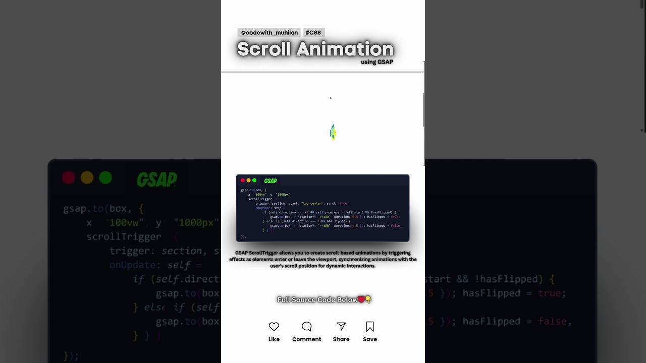 Scroll Animation using GSAP #codewith_muhilan #css #coding #gsap