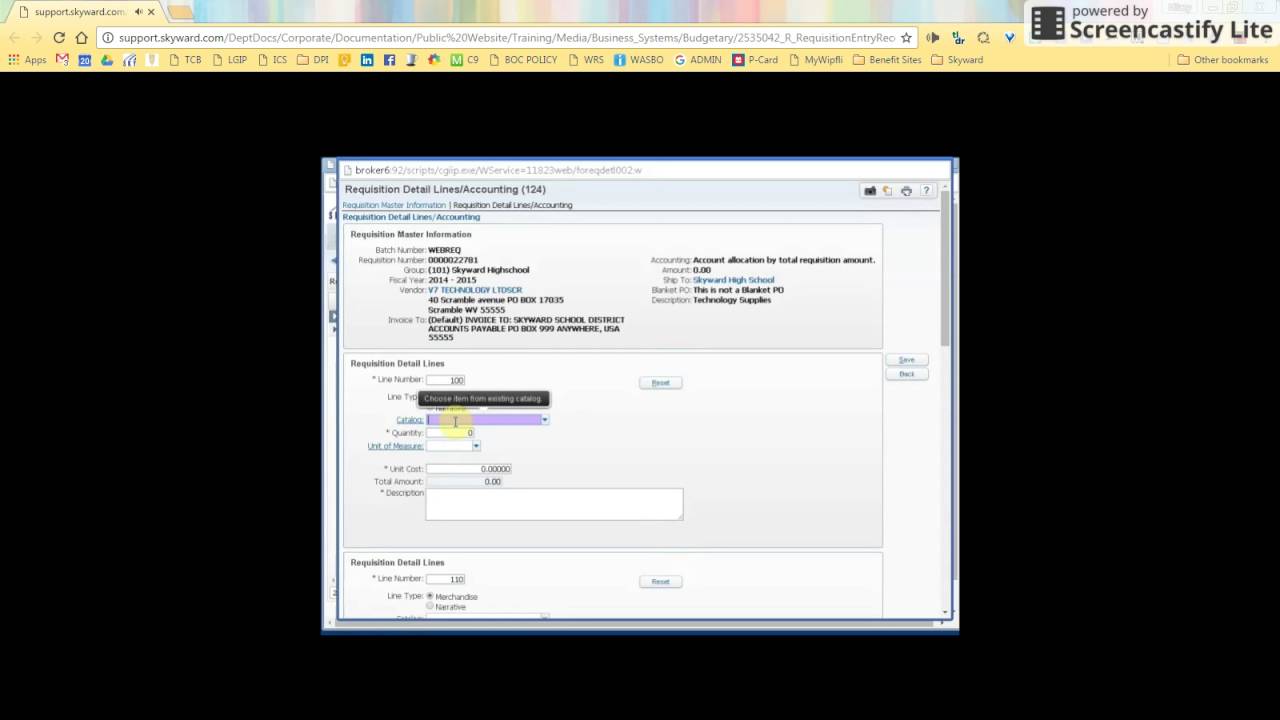 ENTERING PURCHASE ORDER REQUISITIONS IN SKYWARD