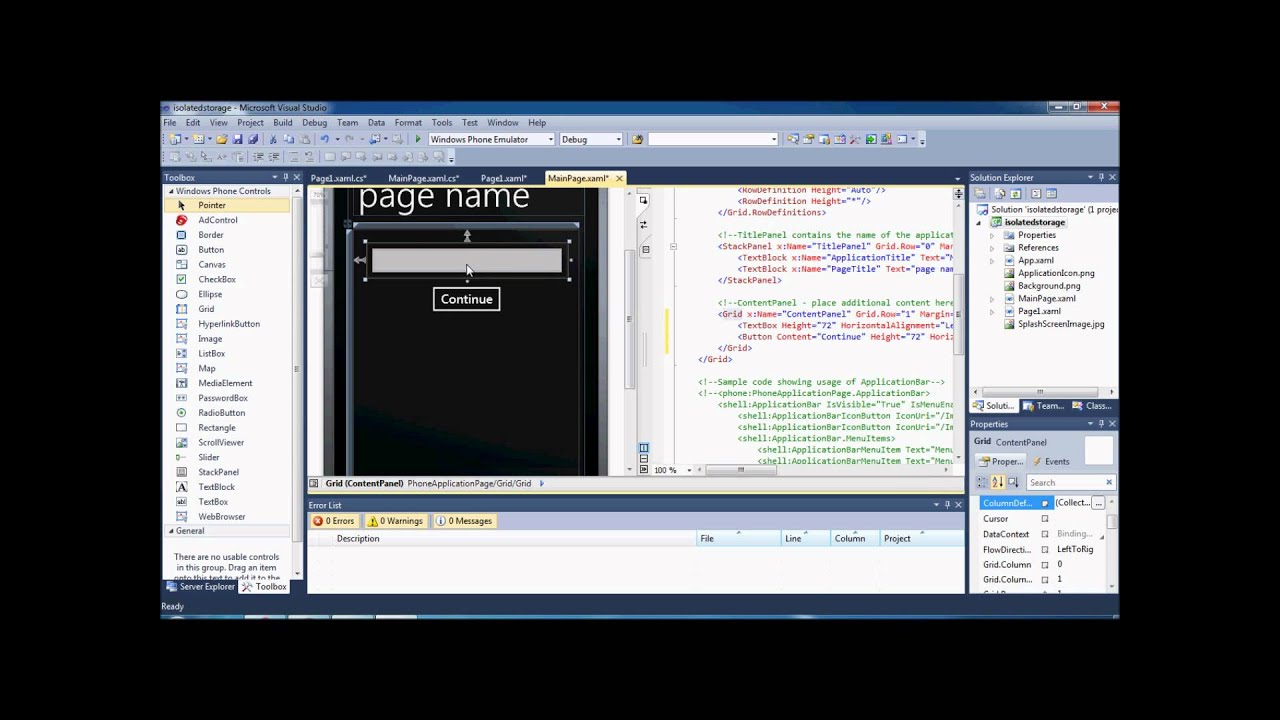 Windows Phone 7 Development - Tutorial 4 - Isolated Storage