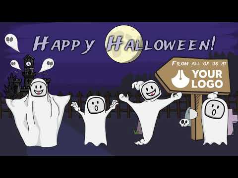 Ghoulish Greeting Video Template with Customizable Ghost Characters | VideoScribe