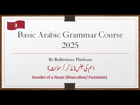 Lecture 03 || اسم کی جنس، مذکر/مؤنث || Masculine/Feminine ||Basic Arabic Grammar Course 2025