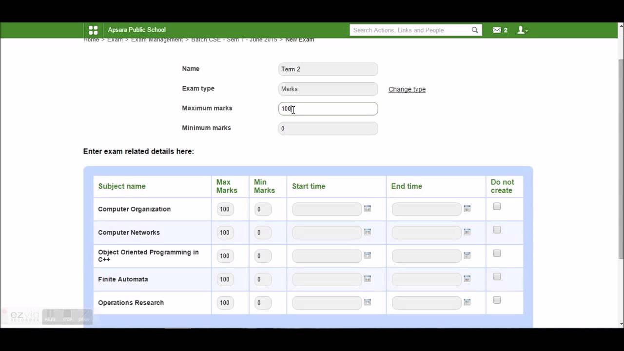 Examination Module in Fedena