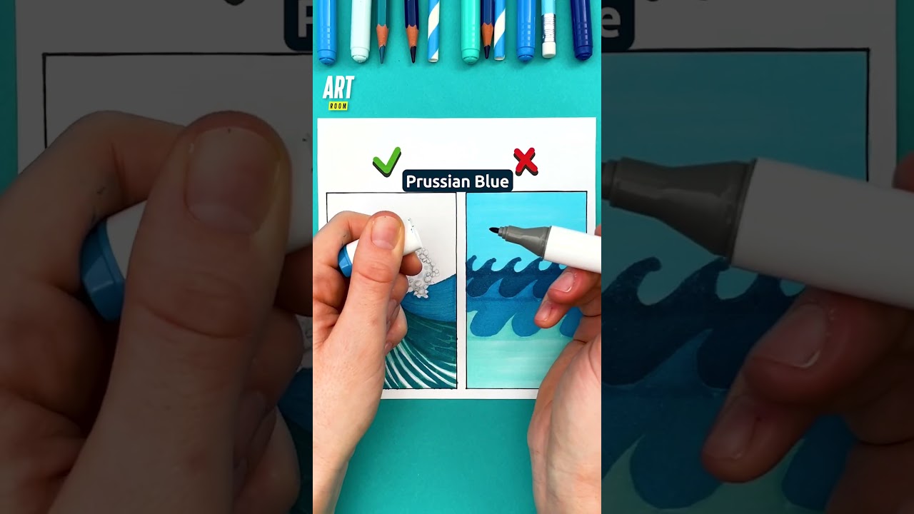 I show you how to draw waves 🌊😍 #art #artroom #tuto #drawingidea #creative #drawing #howtodraw #wave