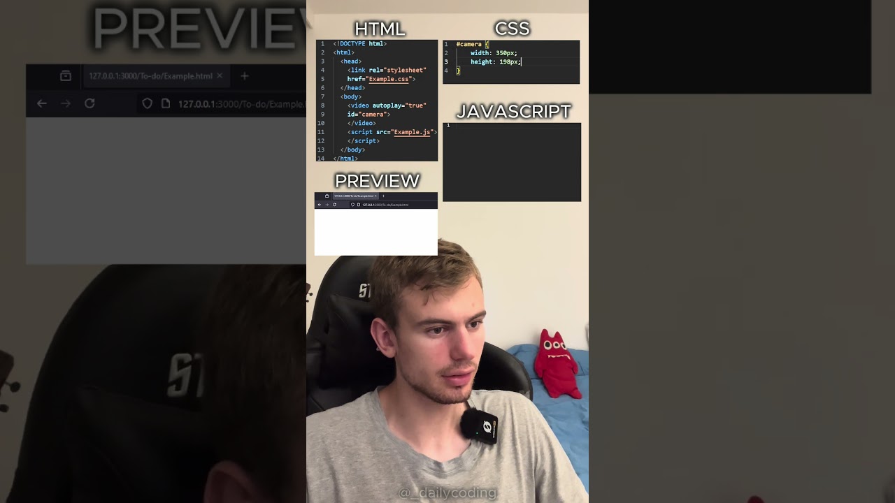 How to access your camera with HTML, CSS and JavaScript #frontenddeveloper