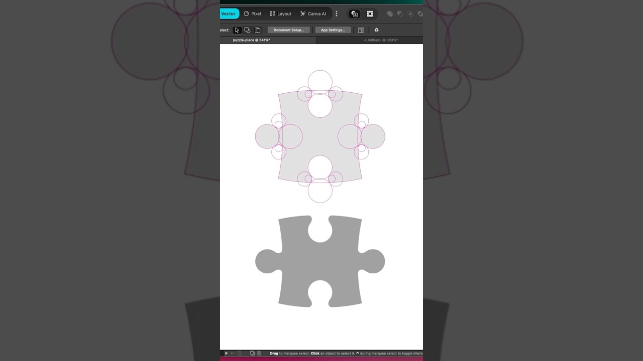 Make puzzle pieces from simple shapes #affinity #vectorart