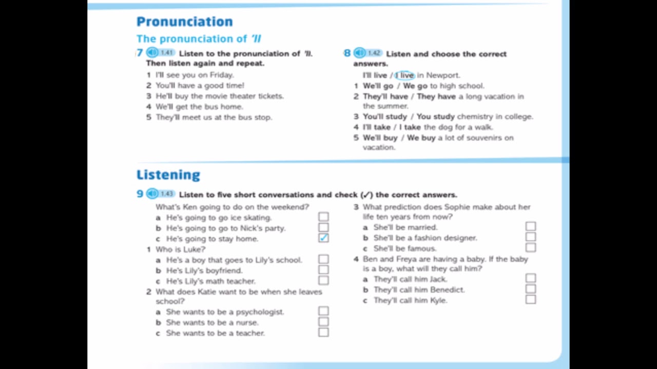LISTENING PRACTICE   SIMPLE FUTURE WITH WILL