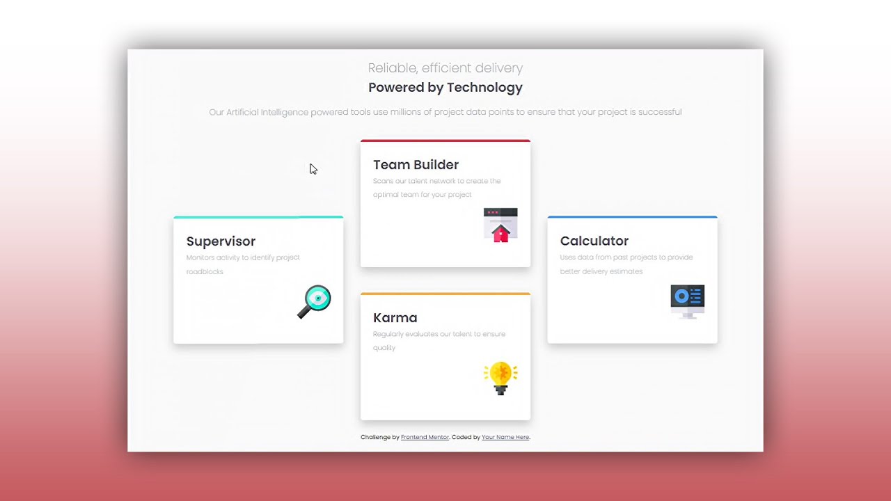 HTML & CSS (Grid) |four card feature section master - frontendmentor challenge