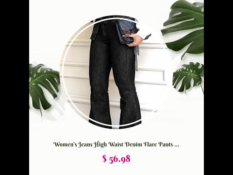 Women's Jeans High Waist Denim Flare Pants Street Style Blue Skinny Sexy Vintage Ladies Flared Tr...