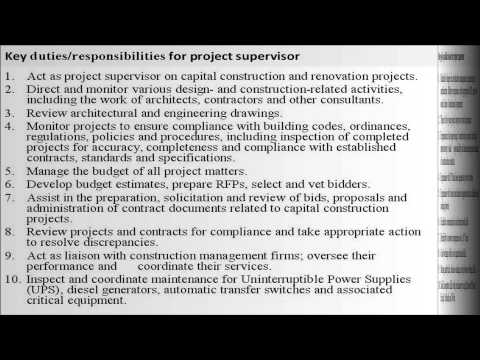 Project supervisor job description