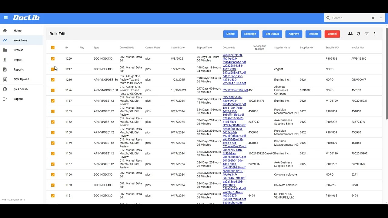 How to restart multiple Workflows at one time - DocLib Training