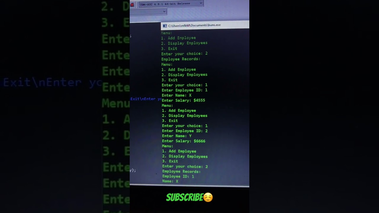 employee display IDE dev c++ #cppprogramming