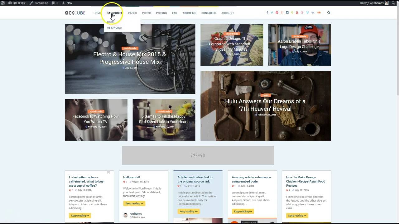 KICKCUBE = 1 Click Install WordPress Theme