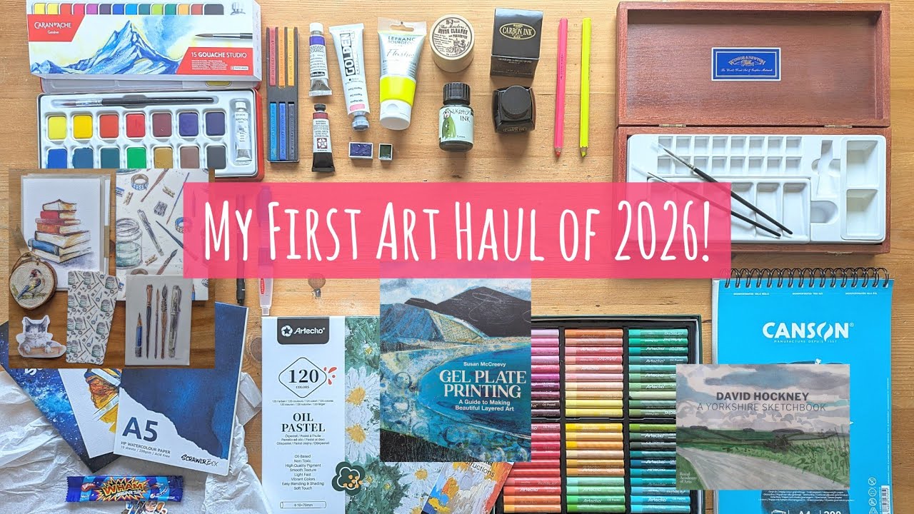 My First Art Supplies Haul of 2026: Paints, Books, ScrawlrBox, Oil Pastels, Inks, Palette etc.