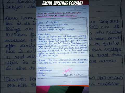 HOW WRITE EMAIL TO OFFICE EMPLOYEES ON CHANGING OF TIMINGS||•