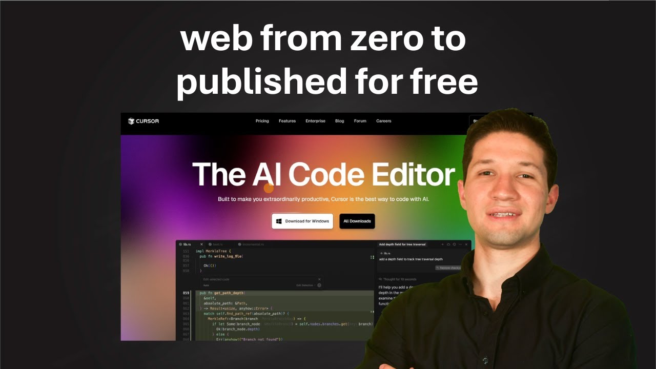 Cursor web development tutorial doing the simplest webpage possible with HTML, CSS and JavaScript