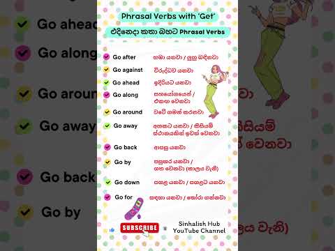 එදිනෙදා කතා බහට Phrasal verbs with 'Go' ✅🎯 | 20 Phrasal verbs with Sinhala Meanings #sinhalishhub