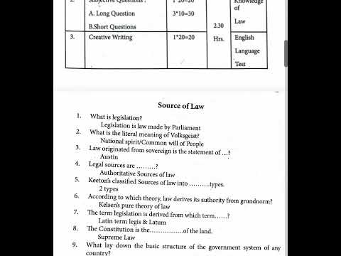 ballb ko entrance exam practice. source of law . object questions .