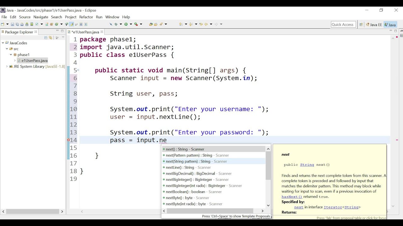 Username and password Java Tutorial