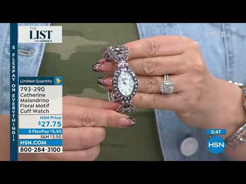 Catherine Malandrino Floral Motif Hinged Cuff Watch