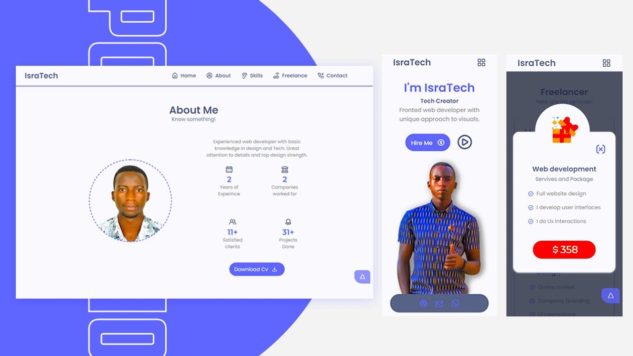 Full Web Developer Portfolio project FREE source link | HTML SCSS JS & PHP - Responsive.