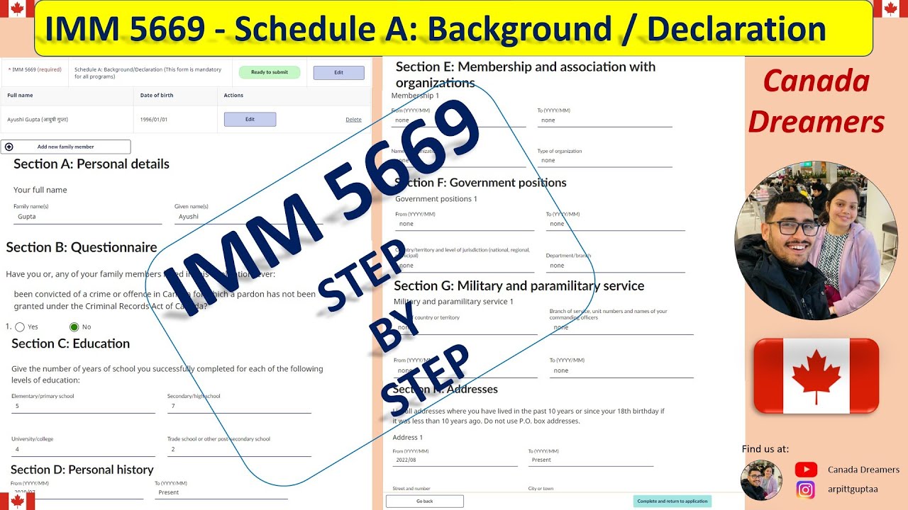 IMM 5669 - Schedule A - Background / Declaration - Online Spousal Sponsorship