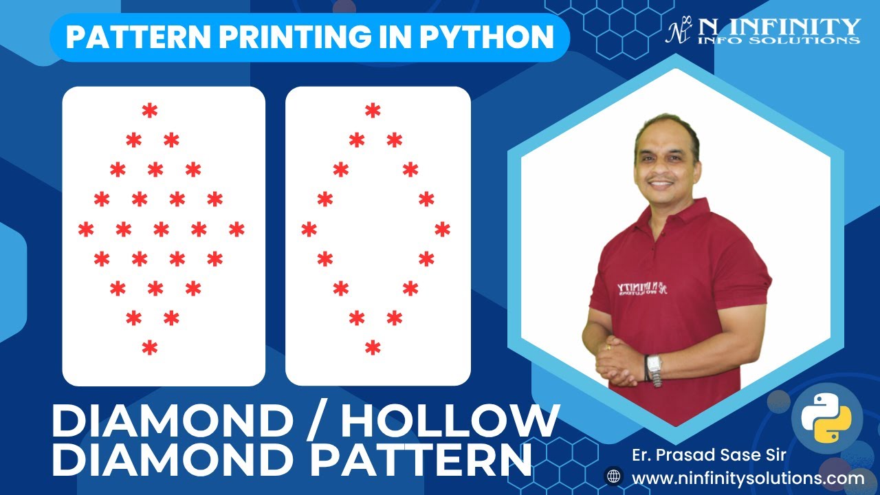 Pattern Printing in Python | Session 18 |  Diamond Pattern | Hollow Diamond Pattern Printing