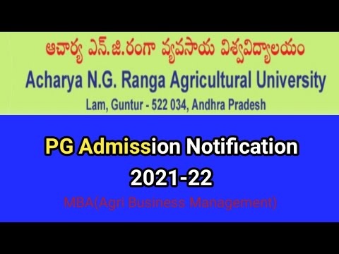 ANGRAU PG Admission Notification 2021-22 #angrauMBAangribusinessmanagement #sampathinformation