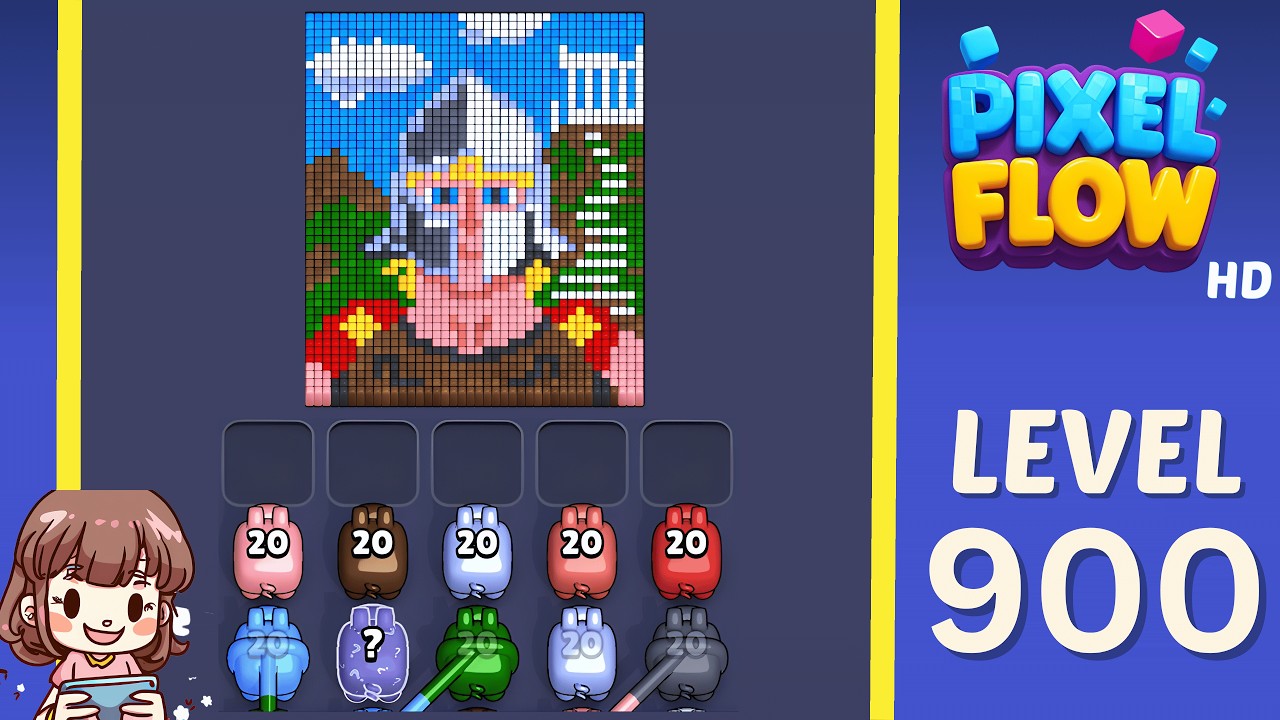 Pixel Flow Level 900 Solution Walkthrough