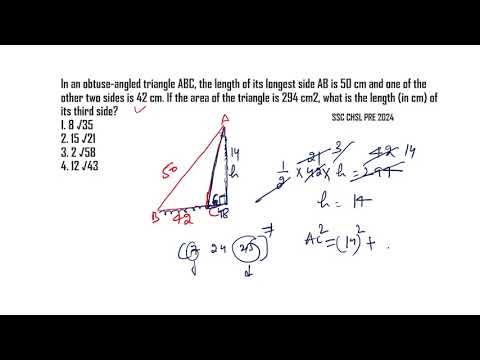 In an obtuse-angled triangle ABC, the length of its longest side AB is 50 cm and one of the other