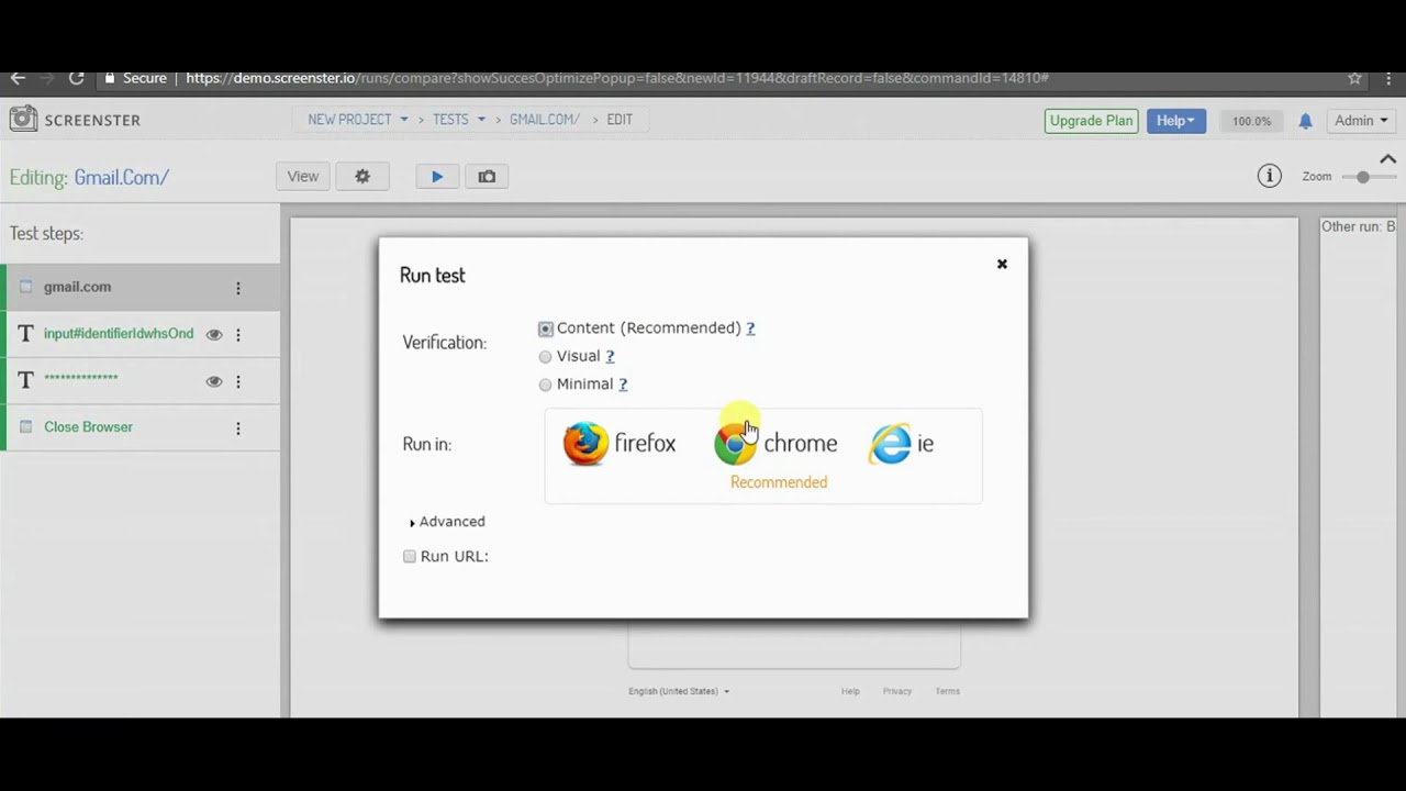 Gmail Testing Automation with Screenster
