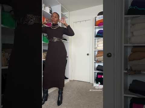 Brown and Black Fall Outfit - Sweater Dress #grwm #outfitinspo
