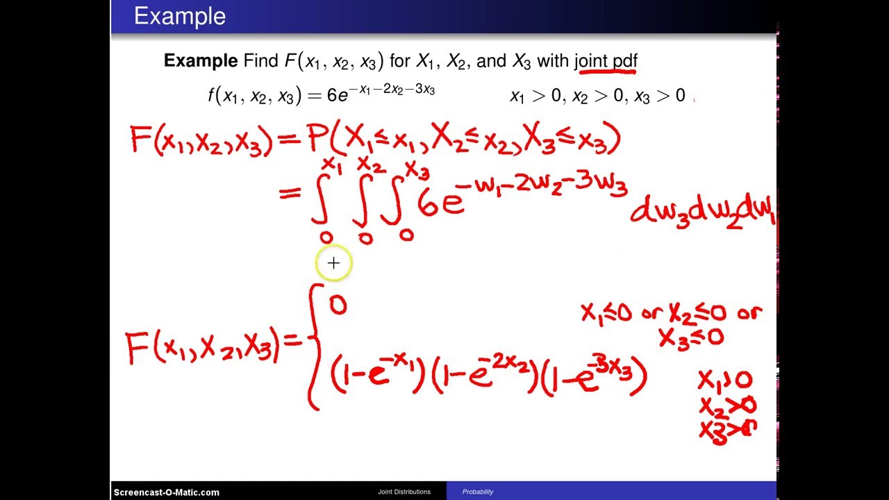Multivariate distributions:  joint cumulative distribution functions -- Example 1