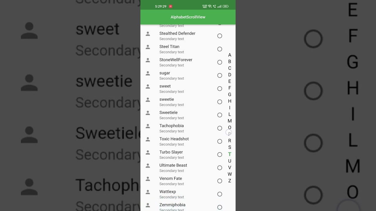 Alphabet Scrollviews