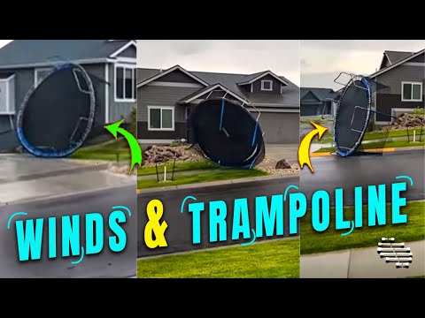 Gale Force Winds Blowing a Trampoline