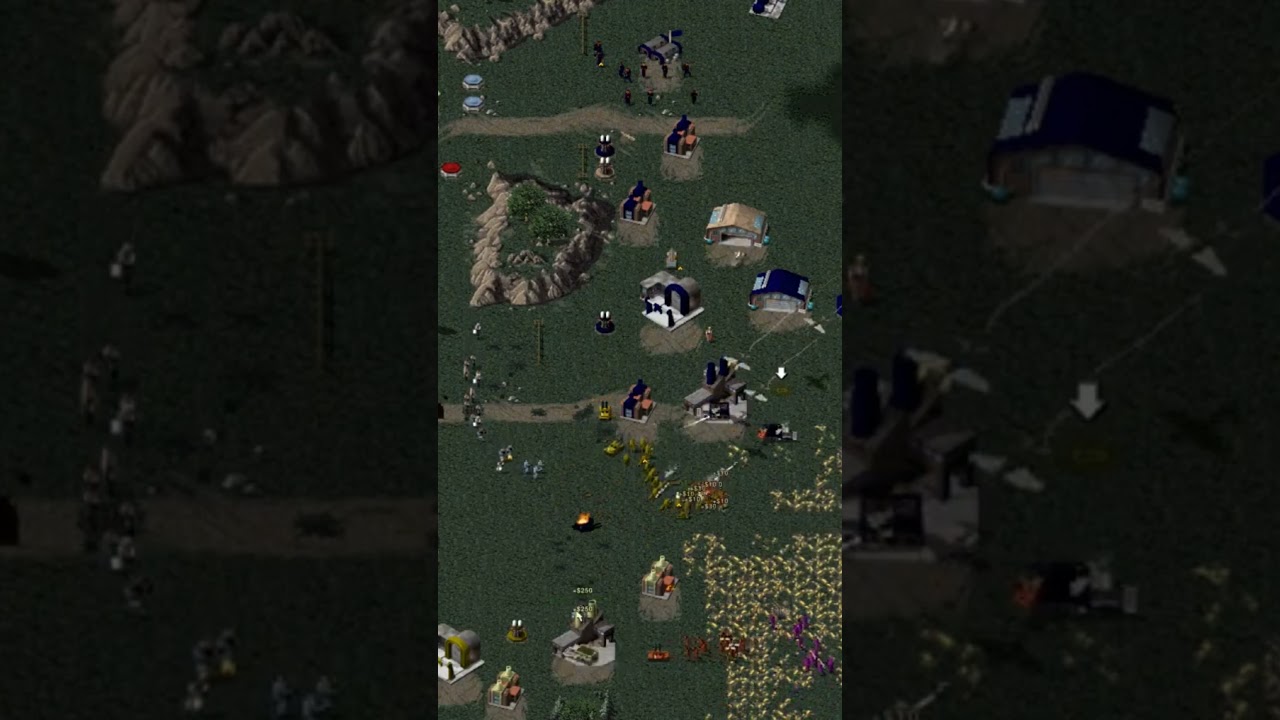 V2 hit followed up by a Yak strafing run - OpenRA team game