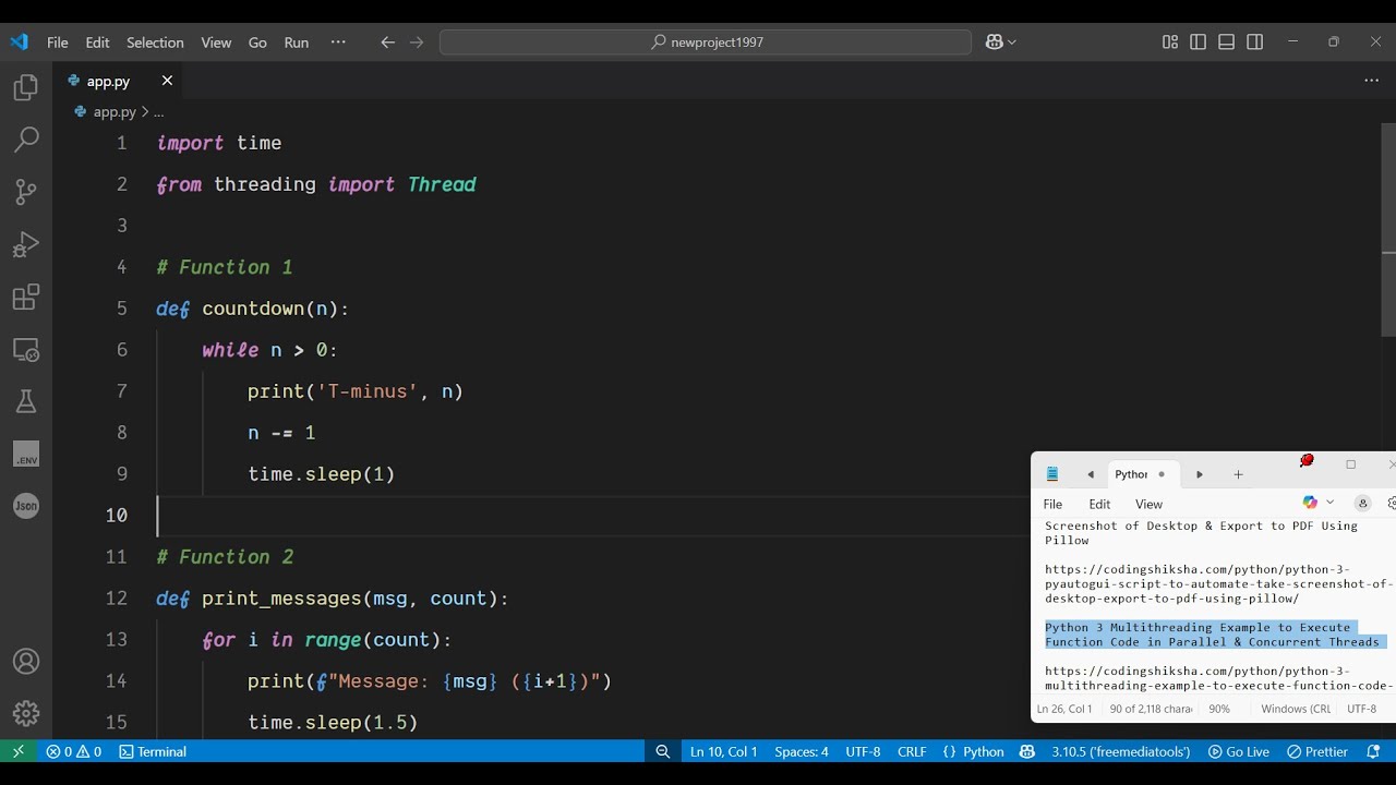 Python 3 Multithreading Example to Execute Function Code in Parallel & Concurrent Threads