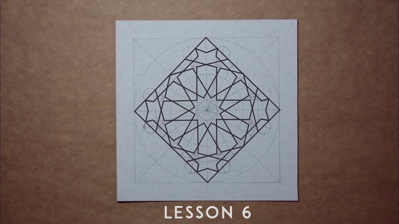 Lesson 6, very easy & simple squarish Islamic Art/Arabesque pattern