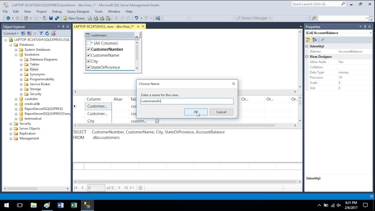 Quick Tutorial - Creating a View in SQL Server