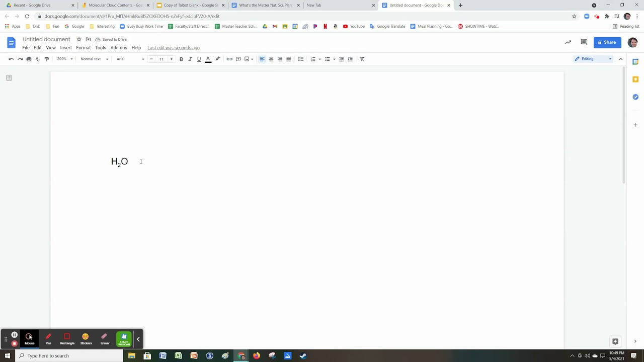 How to write a chemical formula in Google Docs