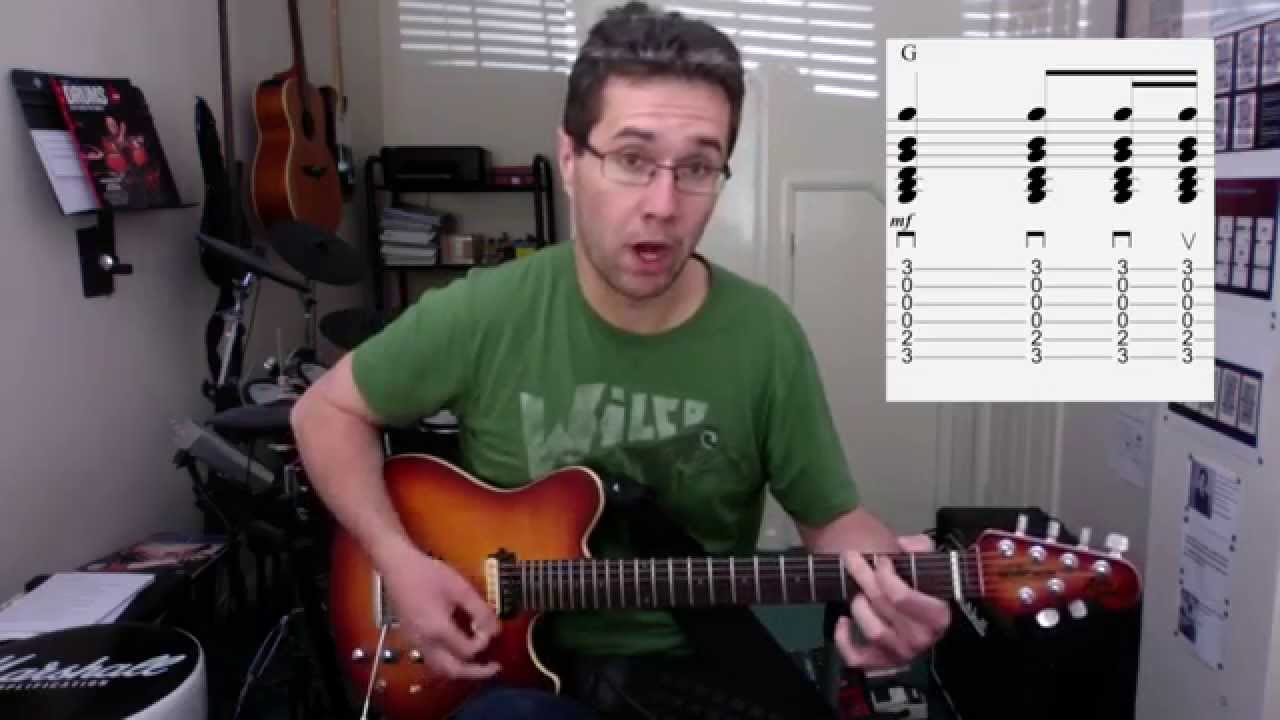 Beginners strumming patterns - Pt.5 - 'Wonderwall' style strumming