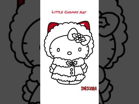 Let's draw a cute Christmas Hello Kitty 😺 | Follow along drawing for kids | Little Champs Art