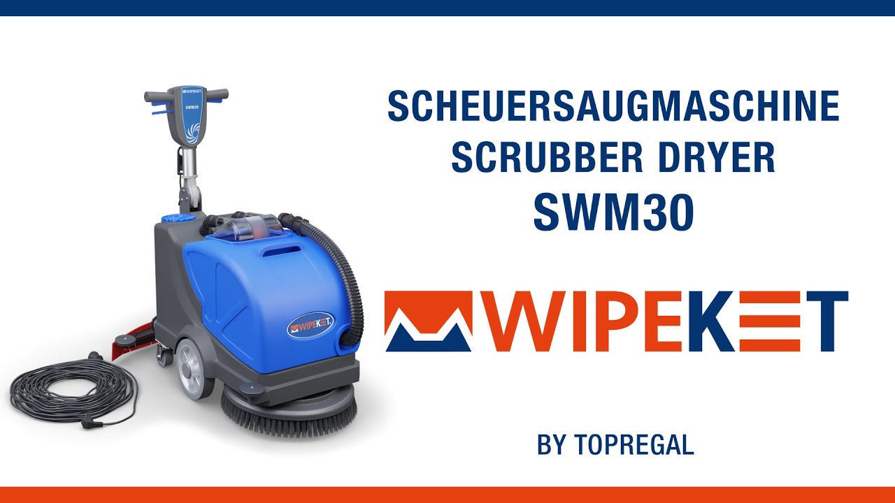 Scrubber dryer SWM30, 1.200 m²/h, brush diameter 430 mm, wipeket
