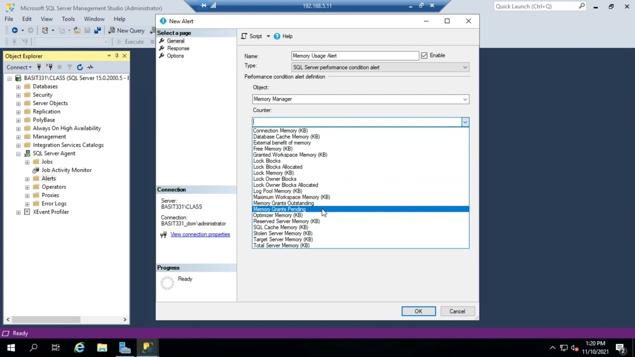 Creating SQL Server alerts